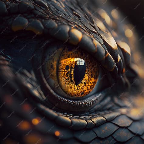Premium Ai Image There Is A Close Up Of A Lizards Eye With A Yellow Eye Generative Ai