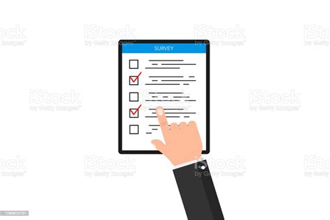 Online Survey Form Clicking Hand With Checklist Questionnaire List For