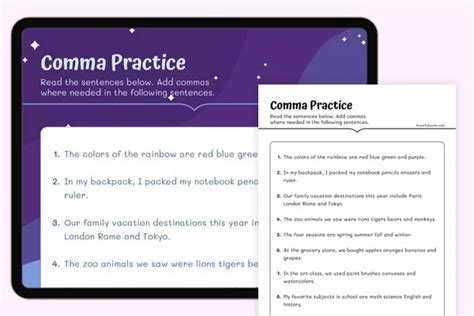 adding commas where needed worksheet l 5 2 c workybooks