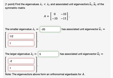 solved 1 point find the eigenvalues λ1
