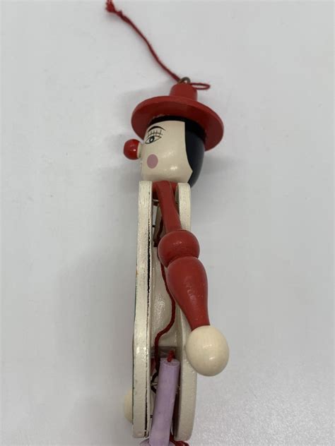 Wooden Hanging Pull String Doll Toy 19cm Vintage Keepsakes