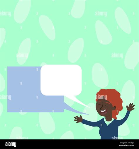 Woman Holding Two Speech Bubbles With Important Messages Female Presenting Crutial Informations