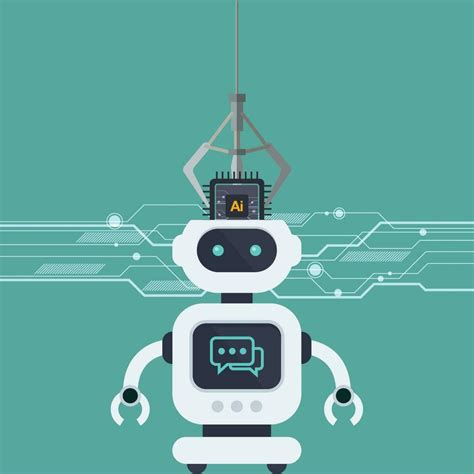 Robot Arm Put Ai Processing Chip Into Robot Head 32315655 Vector Art At