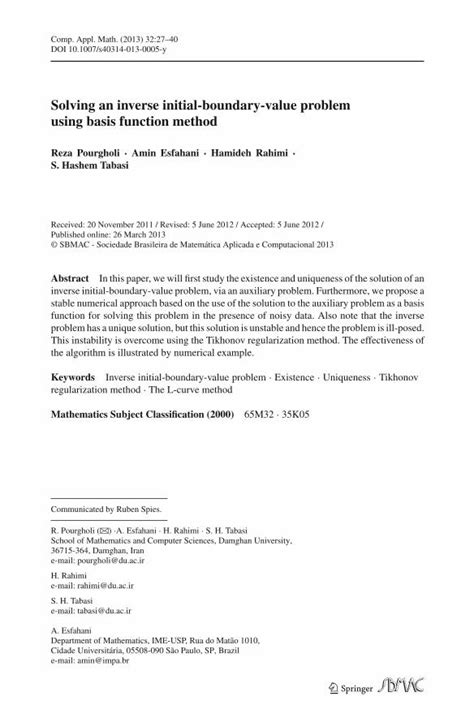 pdf solving an inverse initial boundary value problem using basis