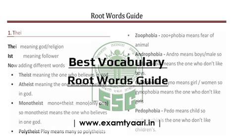 Best Vocabulary Root Words Guide For Ssc Cgl 2017 Pdf • Exam Tyaari