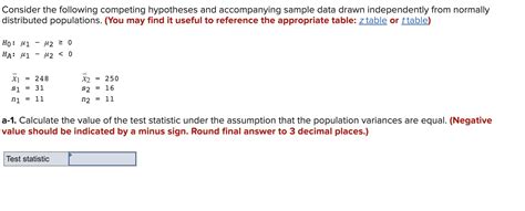 Solved Consider The Following Competing Hypotheses And