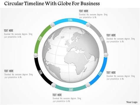 Circular Timeline With Globe For Business Powerpoint Template Presentation Graphics