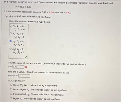 Solved In A Regression Analysis Involving Observations Chegg