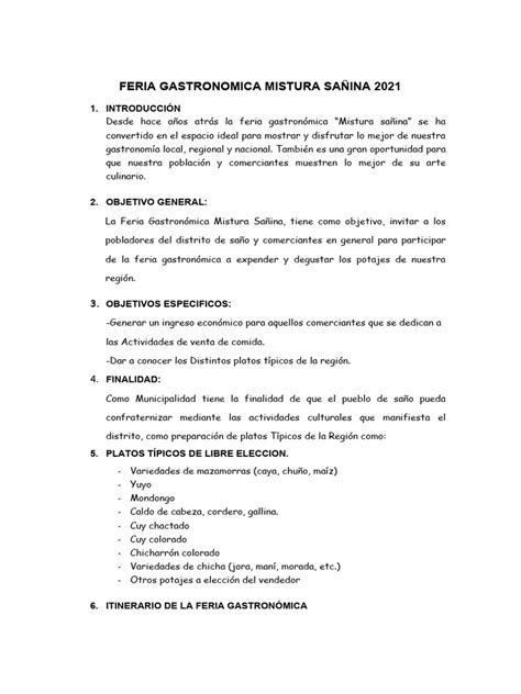 Feria Gastronomica Mistura Sañina Pdf Cocina Latinoamericana Cocina Occidental