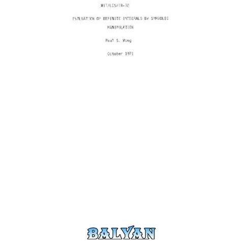 خرید و قیمت دانلود کتاب Symbolic Definite Integration ترب