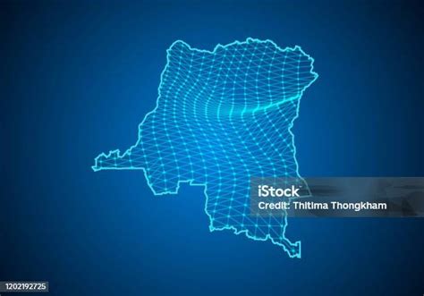 파티클 점과 라인 콩고 Dr의 추상 디지털지도 다각형 네트워크 사업 와이어 프레임 풍경 배경입니다 빅 데이터 3d 미래지향적 글로벌 네트워크 연결 0명에 대한 스톡 벡터