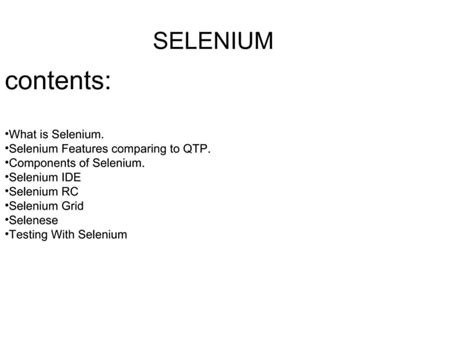 Selenium Ppt Ppt