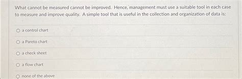 Solved What Cannot Be Measured Cannot Be Improved Hence