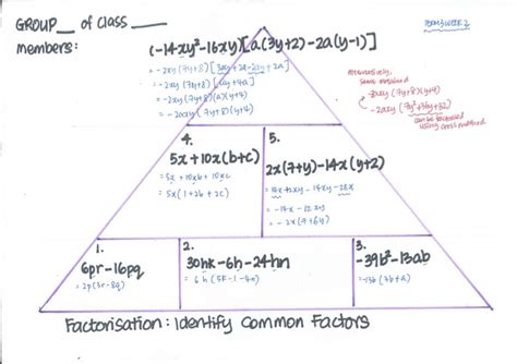 2023 S1 05 Mathematics Factorisation By Common Factors Pyramid Game