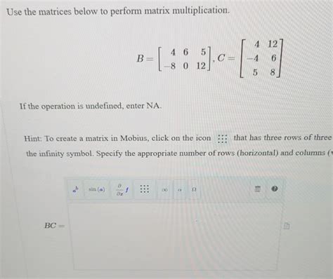 Solved Use The Matrices Below To Perform Matrix Chegg