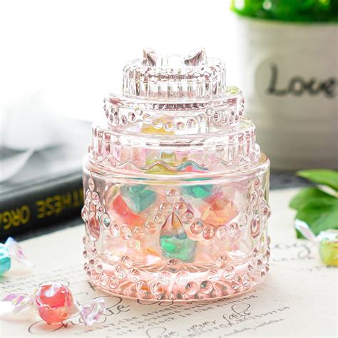 Yaomiao 2 Pcs Purple Blue Crystal Candy Jar With Lid 10 Oz