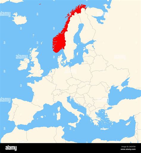 Locator Map Showing The Location Of The Country Norway In Europe The