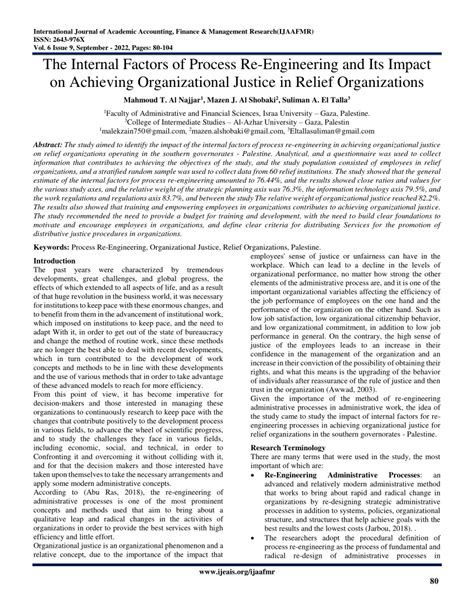 PDF The Internal Factors Of Process Re Engineering And Its Impact On Achieving Organizational