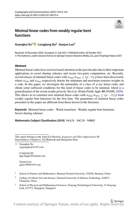 Minimal Linear Codes From Weakly Regular Bent Functions Request Pdf