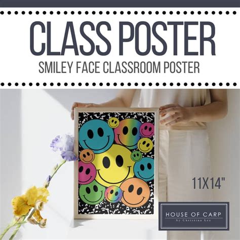 Classroom Decor Smiling Faces Poster In Rainbow Colors By House Of Carp