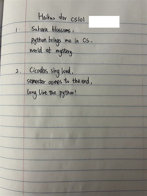 Compsci 101 Spring 2023 Haikus