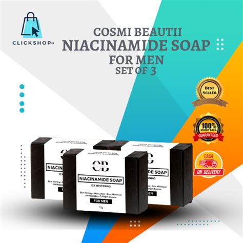 Set Of 3 Cosmi Beautii Niacinamide Soap Cb Soap 10x Whitening For Mens