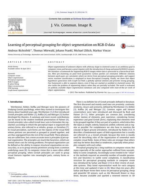 Pdf Learning Of Perceptual Grouping For Object Segmentation On Rgb D Data