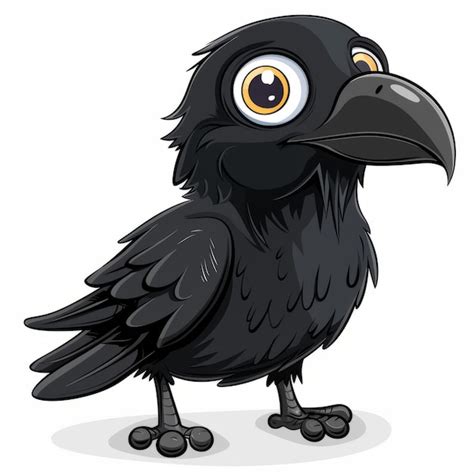 Cute Cartoon Raven Bird Premium Ai Generated Image