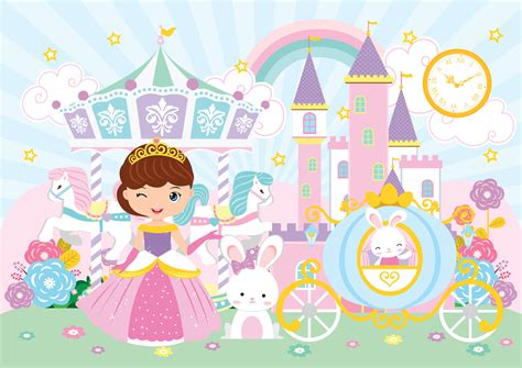 Princess And Carousel Party Backdrop 10789858 Vector Art At Vecteezy