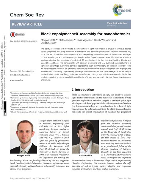Pdf Block Copolymer Self Assembly For Nanophotonics