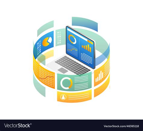 Isometric Flat 3d Concept Of Computer Data Vector Image