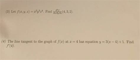 solved let f x y z x 2y 3z 4 find partial