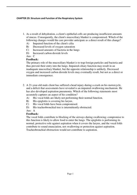 Porths Pathophysiology 10th Edition Ch 29 Structure And Function Of The Respiratory System