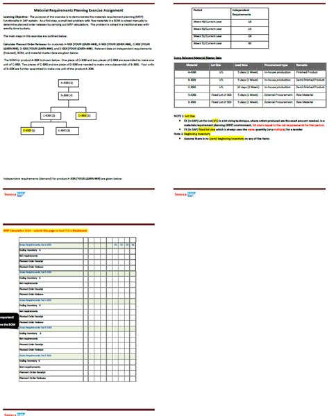 Solved Fill In The Last Mrp Calculation Grid