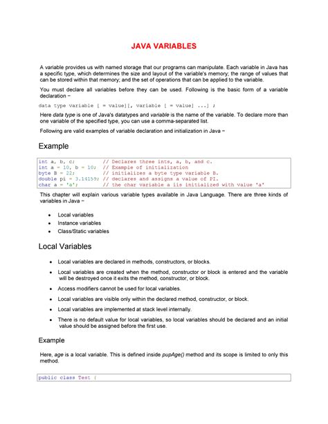 JAVA Variables JAVA VARIABLES A Variable Provides Us With Named Storage That Our Programs