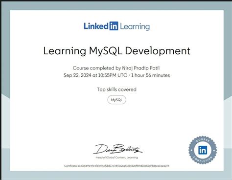 Niraj Patil On Linkedin Mysqldevelopment Linkedinlearning