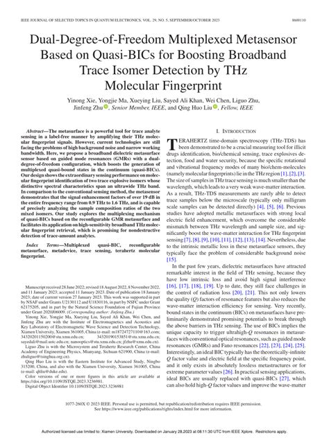 Pdf Dual Degree Of Freedom Multiplexed Metasensor Based On Quasi Bics For Boosting Broadband