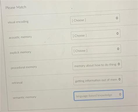 Solved Please Match Choose Visual Encoding Acoustic