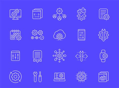Development Operation And Hardware Line Icons Vector Vector Art At Vecteezy