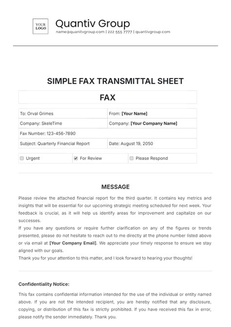 Free Simple Fax Transmittal Sheet Template To Edit Online