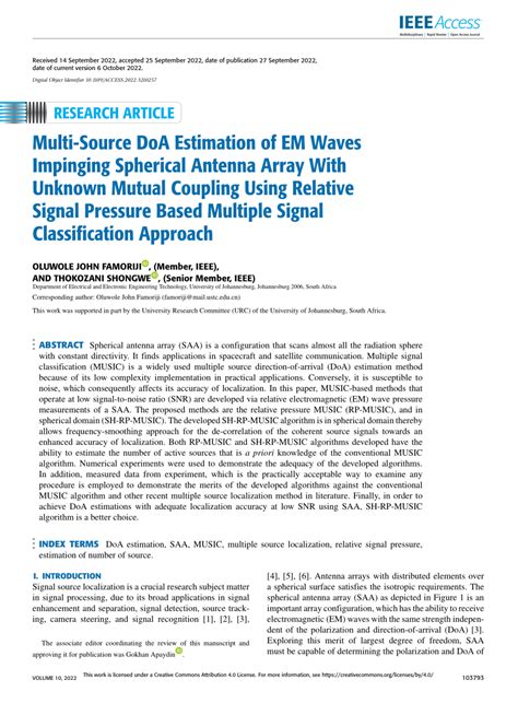 Pdf Multi Source Doa Estimation Of Em Waves Impinging Spherical
