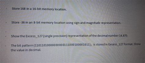 Solved Store 168 In A 16 Bit Memory Location Store 36 In