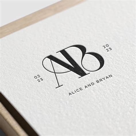 Modern Couple Monogram Logo Design Minimalist Wedding Initial Premade