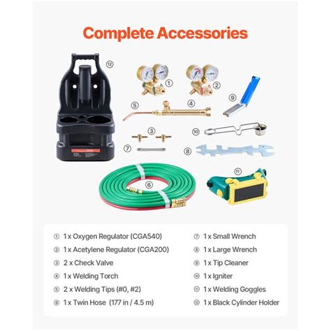 Vevor Oxygen Acetylene Torch Kit Gas Welding Torch Kit 14pcs Portable