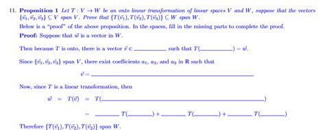 Solved Proposition Let T VW Be An Onto Linear Chegg Com