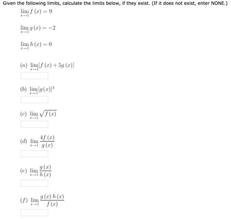 solved given the following limits calculate the limits