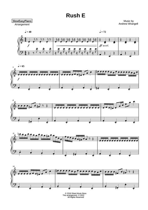 Rush E Easy Claiverts Piano X Sloweasypiano