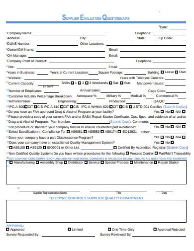 Supplier Questionnaire Template Great Professionally Designed Templates
