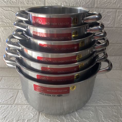 HCM Nồi Inox Thân Cao Dày Dặn Kèm Nắp Inox Size từ 28 30 32cm Shopee Việt Nam