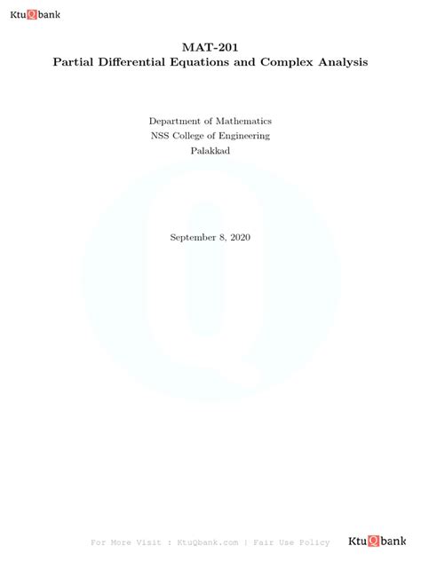 Mat201 Module 1 Kqb Ktuqbank Pdf Differential Equations Partial Differential Equation